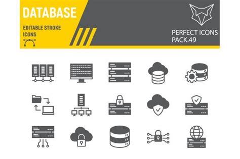 Database Glyph Icon Set Graphic By Fox Design · Creative Fabrica