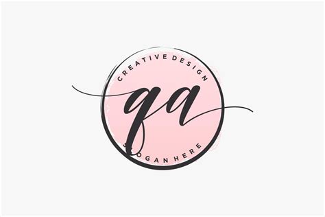 Initial QA Handwriting Logo With Circle Template Vector Signature Wedding Fashion Floral And