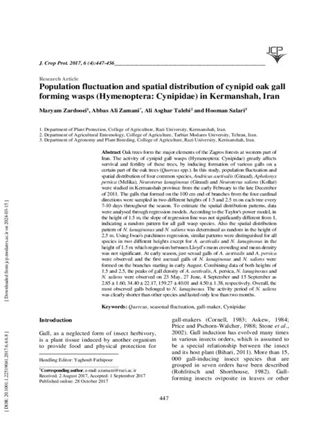 Fillable Online Jcp Modares Ac Cynipidae Species Diversity In Different Regions Of West