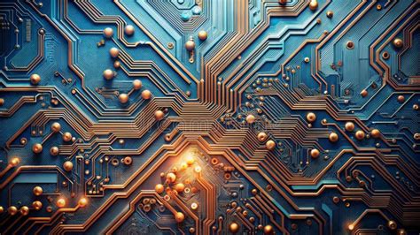 Detailed Closeup Of A Complex Electronic Circuit Board Intricate Copper