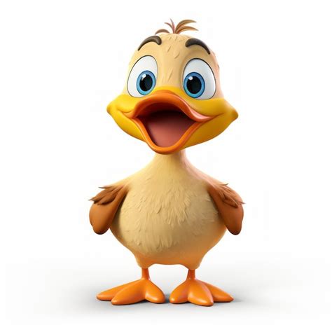 Premium Photo 3d Pixar Duck Animation Picture On White Background