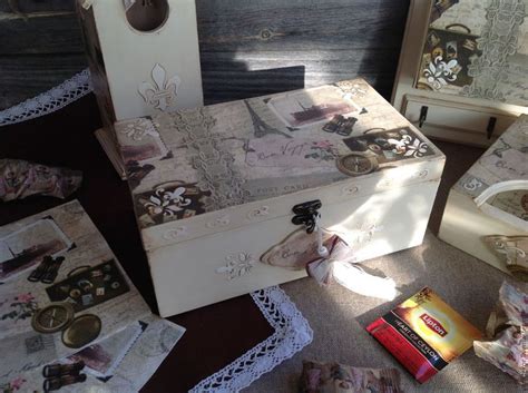 Купить Чайная шкатулка деревянная Путешествие в Париж декупаж короб для чая винтаж Франция