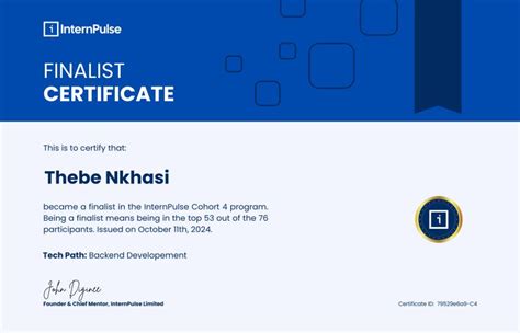🌟 Excited To Share That Ive Completed My Internship As A Backend Developer At Internpulse