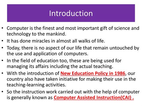 Computer Assisted Instruction Pptx Education