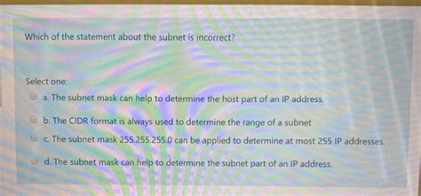 Solved Which of the following statement about the DHCP | Chegg.com