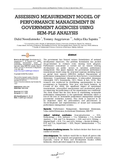Pdf Assessing Measurement Model Of Performance Management In