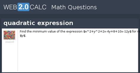 View Question Quadratic Expression