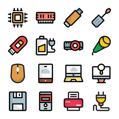 Pack Of Computer Technology And Hardware Icons 35887551 Vector Art At Vecteezy