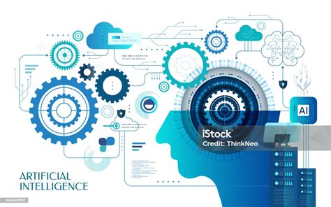 ai kecerdasan buatan ai otak digital konsep robotika ilustrasi stok