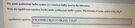 Solved The Acetic Acid Acetate Buffer System Is A Common
