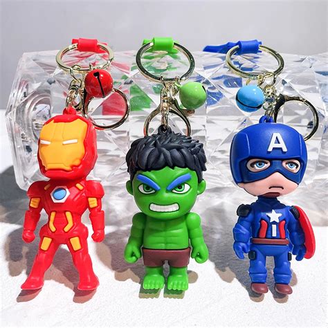 Marvel Superhero Batman Doll Keychain Avengers Captain America Iron Man