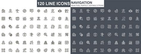 Navigation Thin Line Icons Set 1613413 Vector Art At Vecteezy