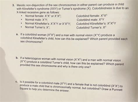 3 Meiotic Non Disjunction Of The Sex Chromosomes In
