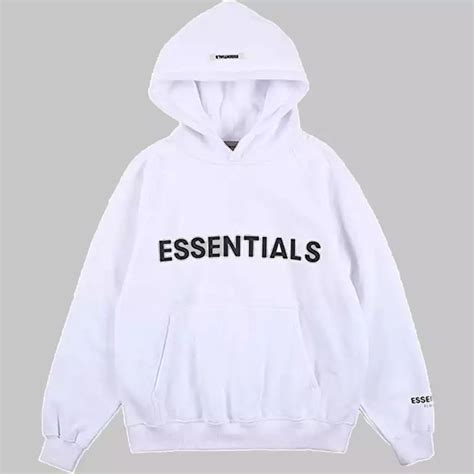 White Essentials Hoodie Mens Jacketpop