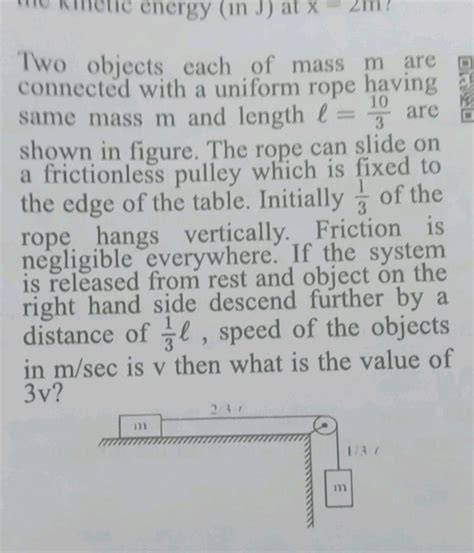 two objects each of mass m are connected with a uniform rope having same