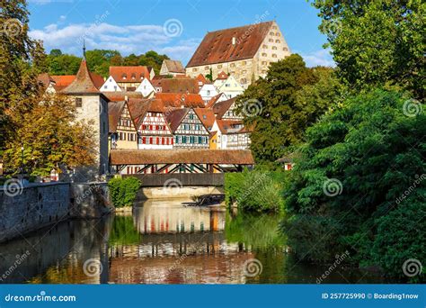 Schwäbisch Hall Half-timbered Houses from the Middle Ages Town at River Kocher in Germany Stock ...