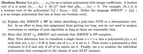 Solved Boolean Roots Let P X1 … Xn Be An N Variate