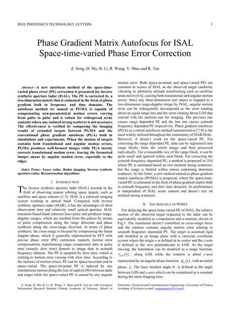 Pdf Phase Gradient Matrix Autofocus For Isal Space Time Varied Phase Error Correction