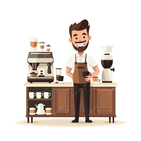 행복한 바리스타 커피숍 바리 스타 커피 카페 Png 일러스트 및 이미지 에 대한 무료 다운로드 Pngtree