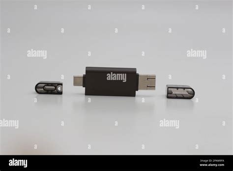 A Close Up Of Multifunction Usb Otg Adapter Type A To Type C And Micro Usb Type Which Is Gray