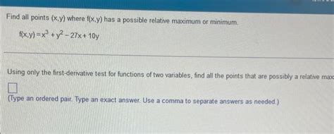 solved find all points x y where f x y has a possible