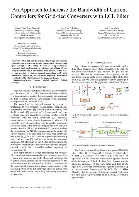 Pdf An Approach To Increase The Bandwidth Of Current Controllers For Grid Tied Converters With
