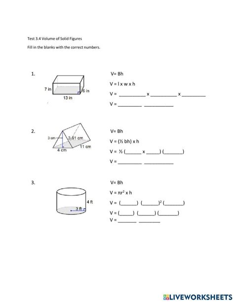 Volume Of Solid Figures Worksheet Worksheets Library