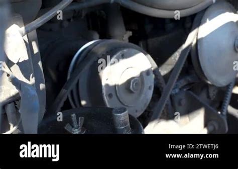 The Mechanic Changes The Timing Belt On The Bus Engine Check The Timing Belt Stock Video