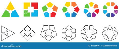 Polygons Divided Into Equal Parts Empty Space In Middle Version With