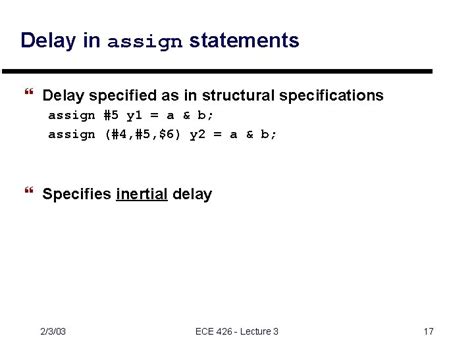 Ece 426 Vlsi System Design Lecture 3 Verilog Ece 426 Vlsi System Design Lecture 3 Verilog