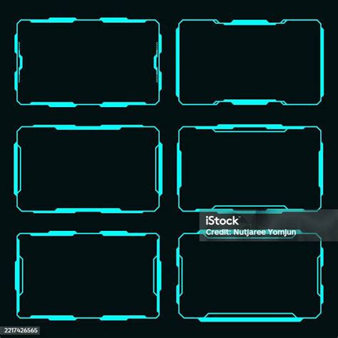 프레임 미래 기술 세트 하이테크 요소 Hud는 공상 과학 사각형 모양에 초점을 맞춥니다 가상현실에 대한 스톡 벡터 아트 및 기타