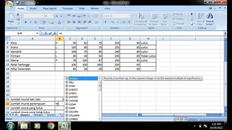 Cara Menggunakan Rumus Sum Max Min If Countif Hlookup Vlookup Stdev Pada Exel Youtube