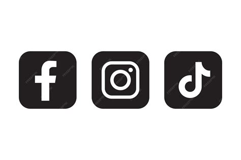 Icono de facebook, instagram y tiktok | Vector Premium