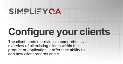 Configure Your Clients Simplifyqa Help Doc