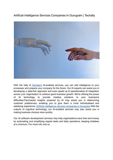 Ppt Artificial Intelligence Services Companies In Gurugram Techally Powerpoint Presentation
