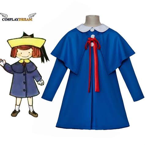 Madeline Cosplay Costume Dress With Cloak Girls Blue Turn Down Collar