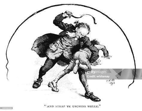 Eighteenth Century Man Thrashing A Boy With A Leather Strap High Res
