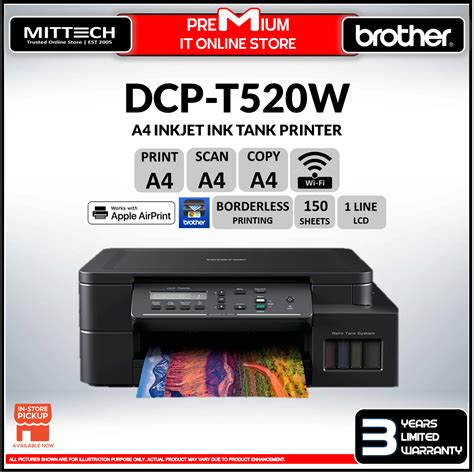 Brother Colour Inkjet Printer Dcp T W Bottles Ink Included Airprint Ink Tank System