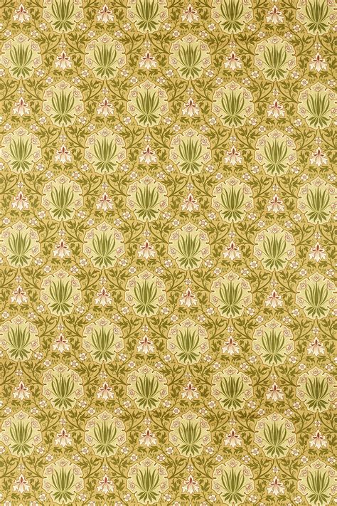 Iris And Rose By Morris Gold Fabric Wallpaper Direct