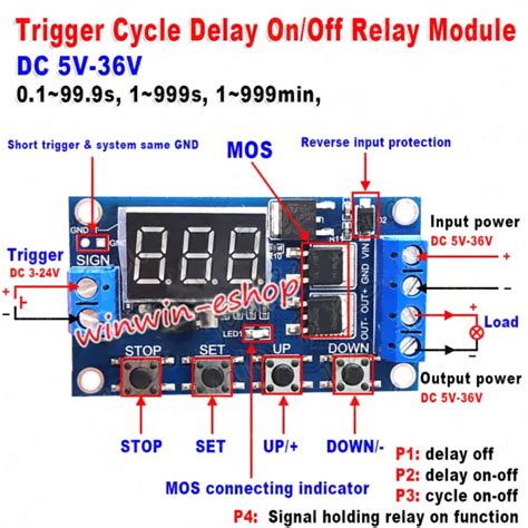 DC V V V V LED Display Cycle Delay Timer Relay Switch Turn On Off Module EUR