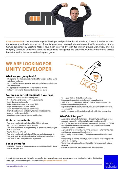 Cv Keskus Job Ad Unity Developer 2019 06 15