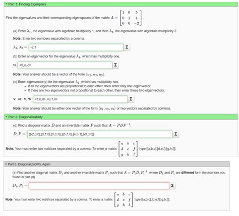 solved part 1 finding eigenpairsfind the eigenvalues and