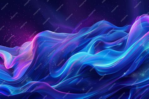 Luminous Waveforms Glowing Blue Gradient In Flowing Shapes Design Abstract Background Premium
