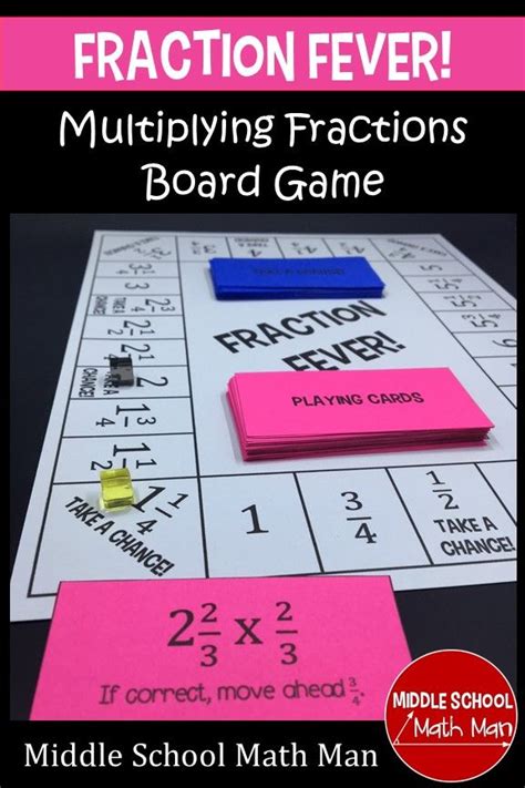 Multiplying Fractions Game Fraction Fever Activity Multiplying Fractions Math Board Games Math