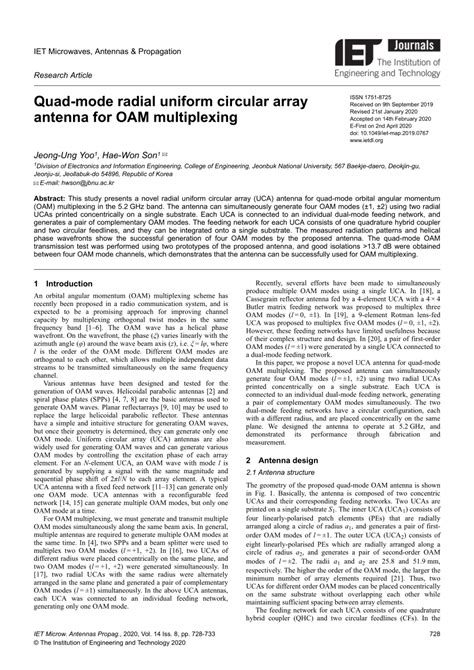 Pdf Quad Mode Radial Uniform Circular Array Antenna For Oam Multiplexing