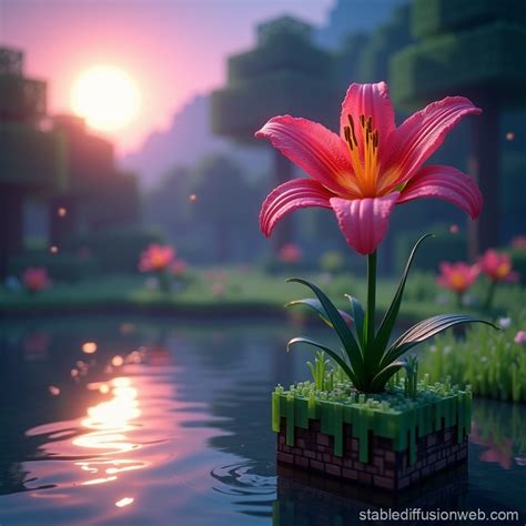 Cosmic Lily Wallpaper With Minecraft Grass Block Stable Diffusion Online