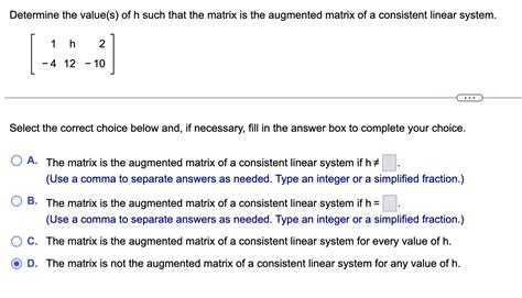 Solved Determine The Values ﻿of H ﻿such That The Matrix Is