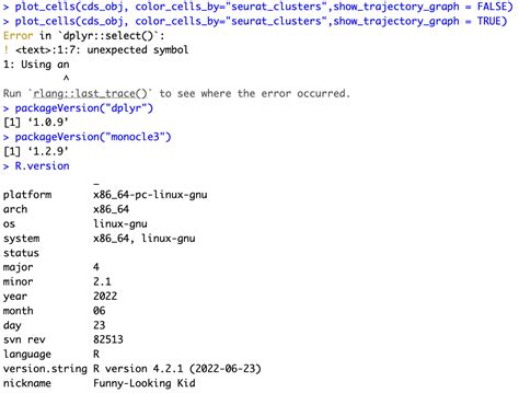 Error Of Plotcells Function To Show Trajectory Graph Using Monocle3 V1