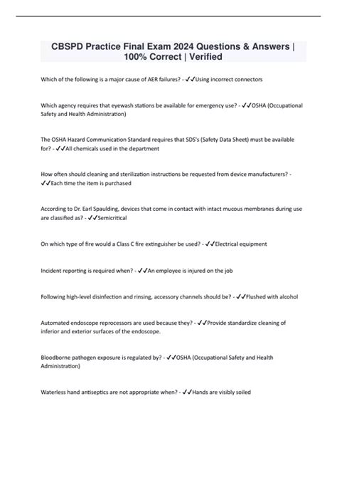 Cbspd Practice Final Exam 2024 Questions And Answers 100 Correct Verified 2024 25 Top
