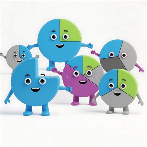 Cute Cartoon Fraction Characters Grouped Together Learning Math Shapes